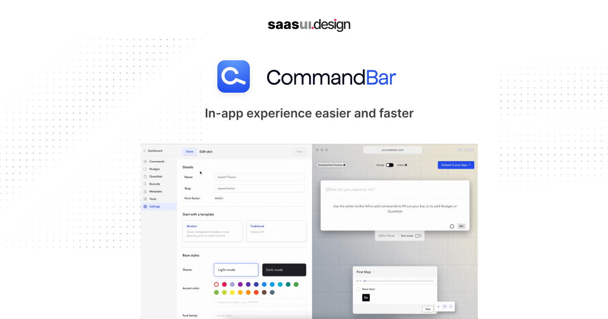 Commandbar Ui Ux Design Saas Application Design Saas Ui